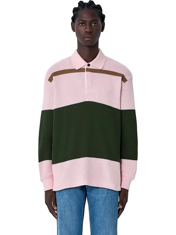 Bottega Veneta Jumbo Cotton Pique Stripe Polo Shirt - Cream