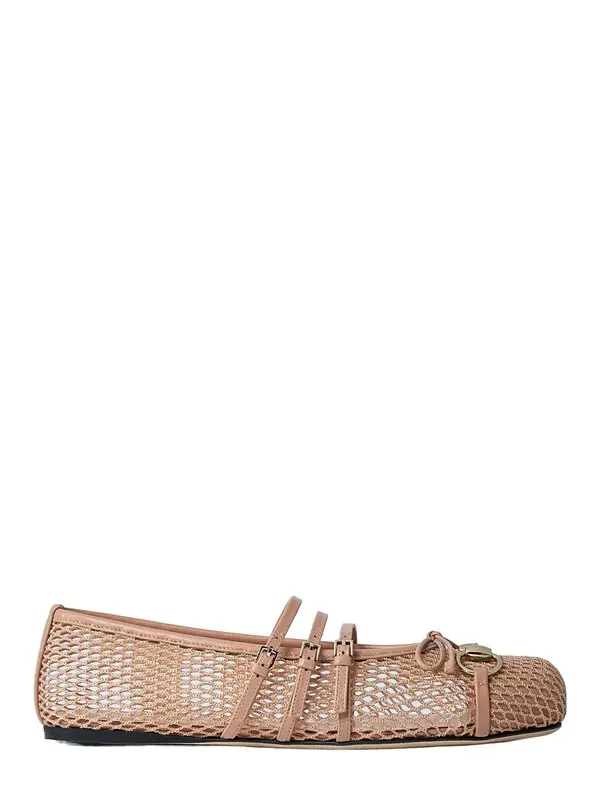 Gucci Horsebit Ballerina Flats In Mesh With Leather Trims - Pink