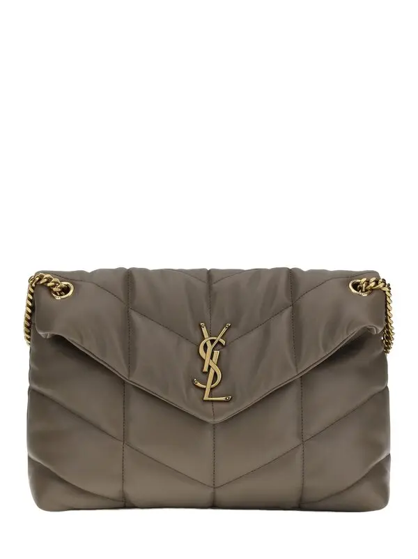 Saint Laurent Loulou Medium Quilted Leather Shoulder Bag - Gray
