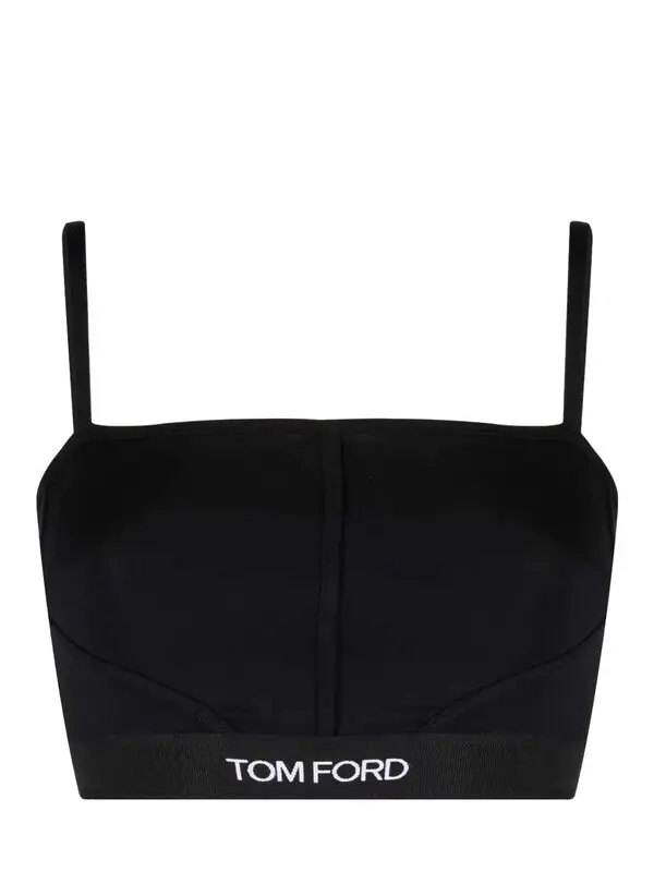 TOM FORD Logo Band Square Neck Top - Black
