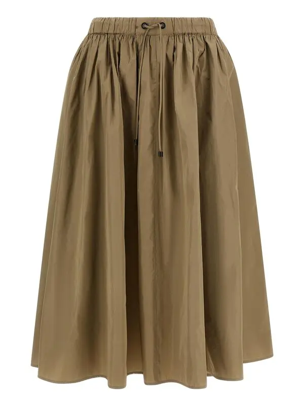 Max Mara Silk Blend Taffeta Midi Skirt - Green