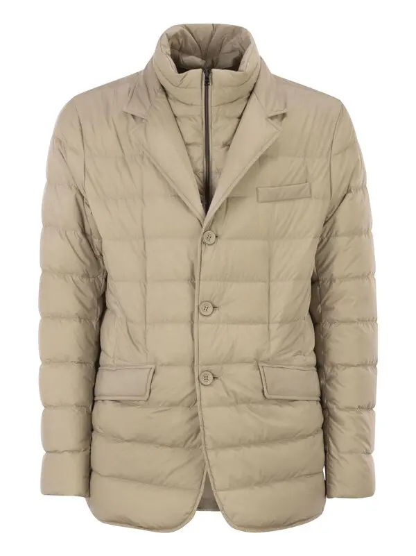 Herno Quilted Down Jacket With Detachable Bib - Cream
