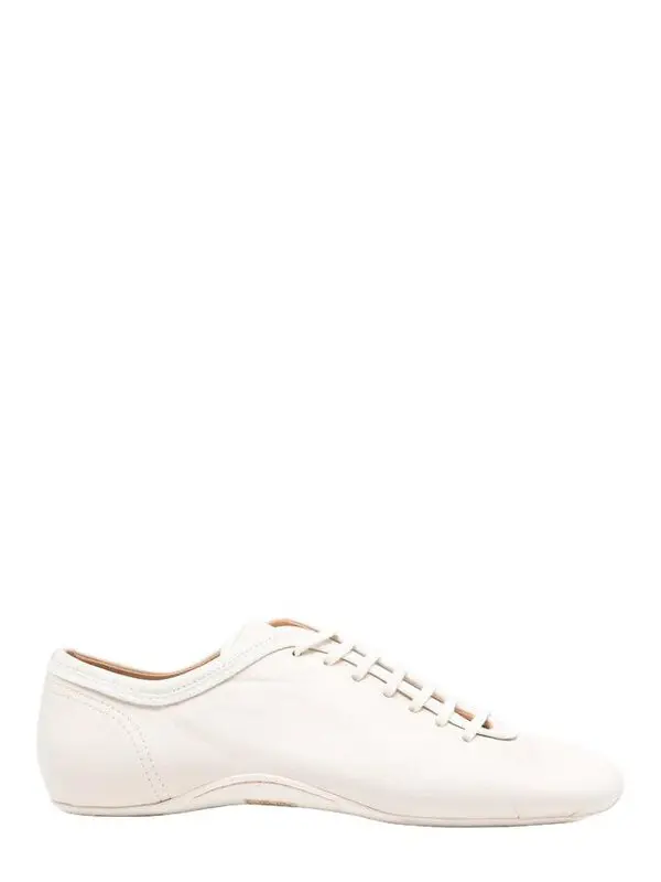 Dries Van Noten Lace-up Round Toe Leather Sneakers - Cream