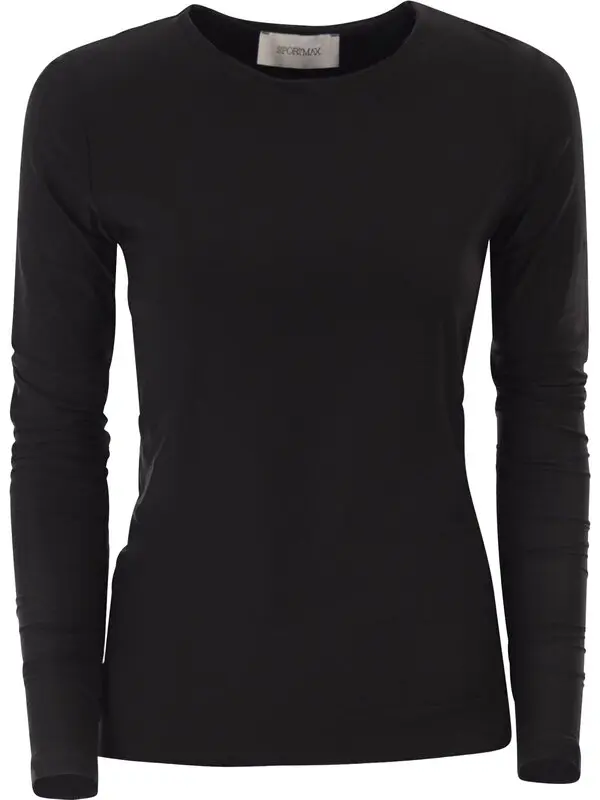 Sportmax Long-sleeved Jersey T-shirt - Black