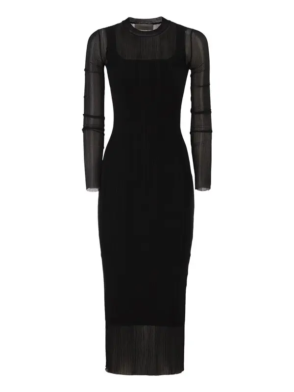 Sportmax Spxcaro Stretch Viscose Ribbed Knit Dress - Black