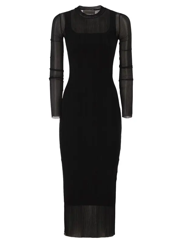 Sportmax Spxcaro Stretch Viscose Ribbed Knit Dress - Black
