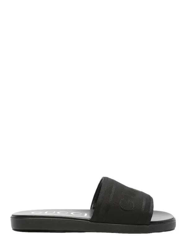 Gucci Rubber Sole Logo Detail Slides - Black