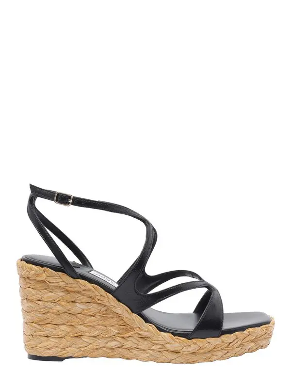 JIMMY CHOO Ayla Calf Leather Wedge Sandals - Black