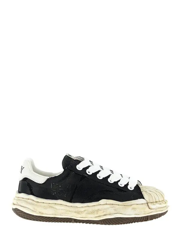 Mihara Yasuhiro Blakey Cotton Canvas Sneakers With Distressed Finish - Black