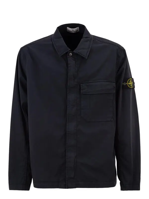 Stone Island Regular Fit Overshirt With Concealed Zip - Blue