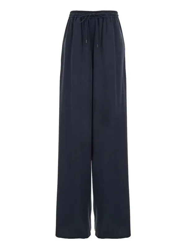 Max Mara Genero" Wide Leg Silk Pants With Drawstring Waist - Multicolor