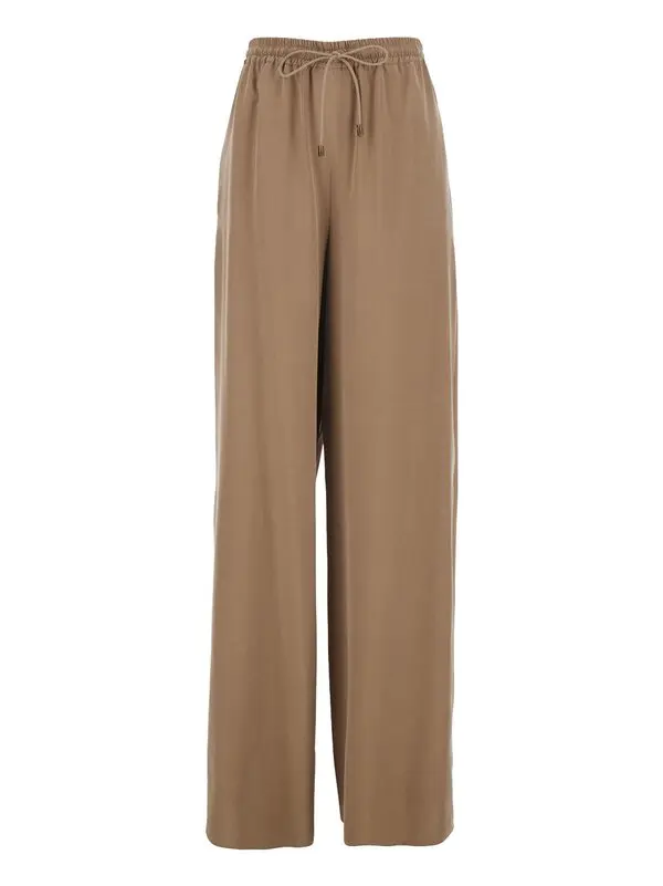 Max Mara Wide Leg Silk Drawstring Pants - Cream