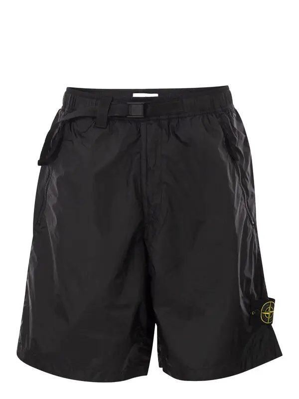 Stone Island Technical Nylon Bermuda Shorts With Adjustable Belt - Blue
