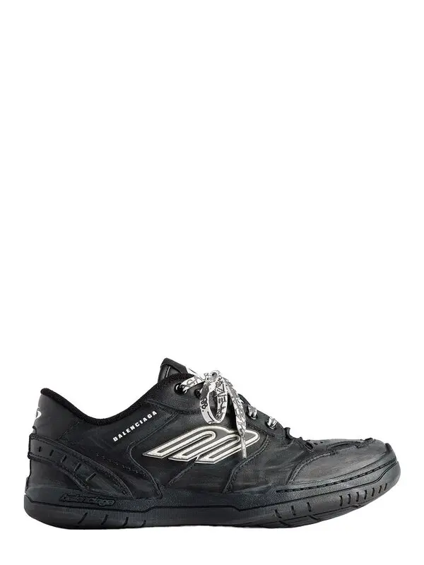 Balenciaga Leather Worn-out Effect Sneakers - Black