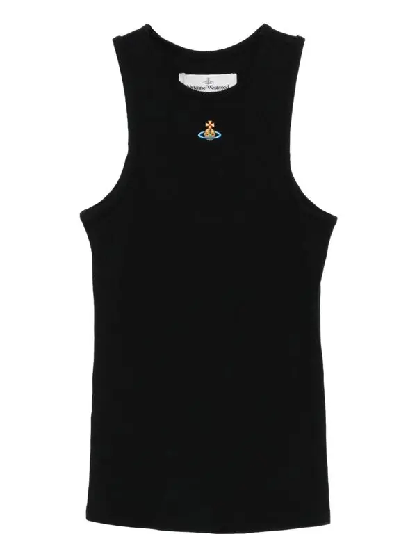 VIVIENNE WESTWOOD Orb-embellished Ribbed Tank Top - Black