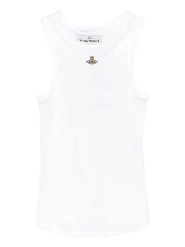 VIVIENNE WESTWOOD Orb-embellished Ribbed Tank Top - White