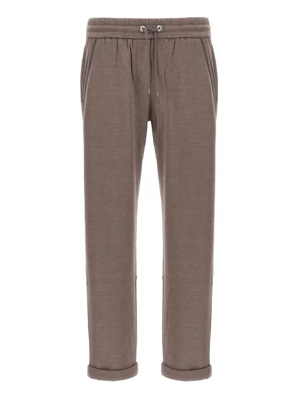 Brunello Cucinelli Shiny Pocket Detail Joggers - Brown