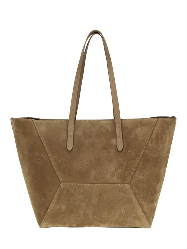 Brunello Cucinelli Suede Bc Tote Bag - Cream