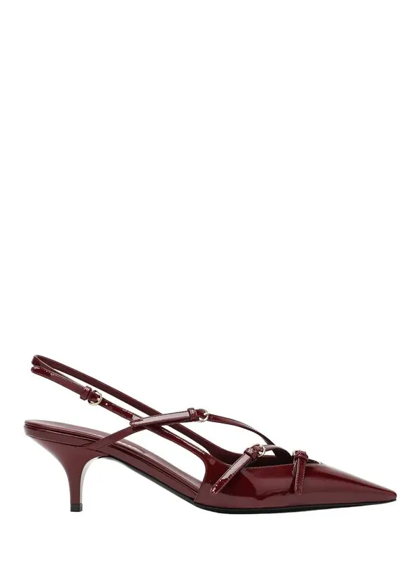 Miu Miu Patent Leather Slingback Pumps With Buckles - Red