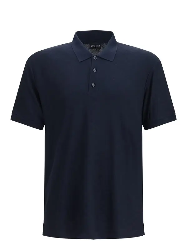 Giorgio Armani Viscose And Polyester Polo Shirt - Blue
