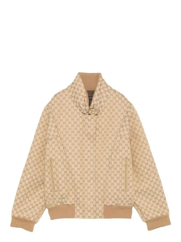 Gucci Gg-pattern Zip Bomber Jacket - Cream