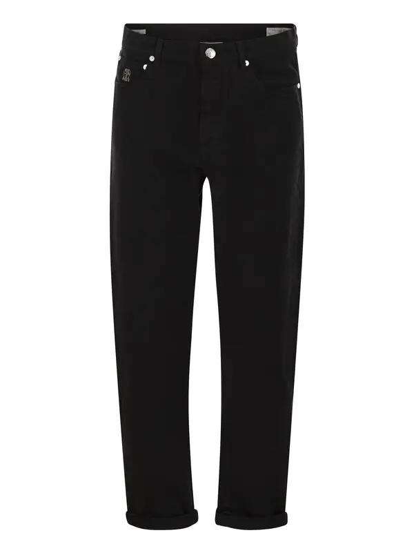 Brunello Cucinelli Iconic Fit Five-pocket Trousers In Garment-dyed Denim - Black