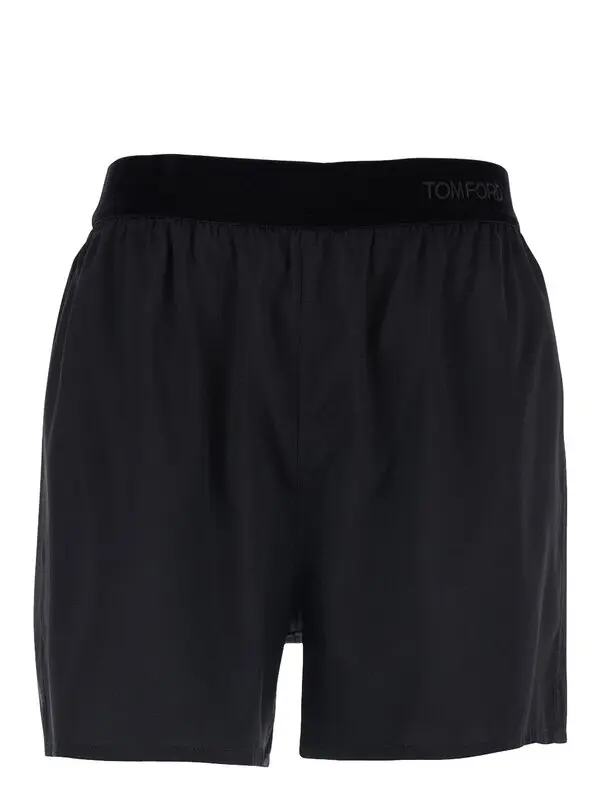 TOM FORD Stretch Silk Shorts With Logo Lettering - Multicolor