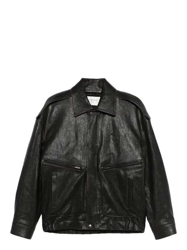 Saint Laurent Lamb Skin Leather Jacket With Zip Fastening - Black