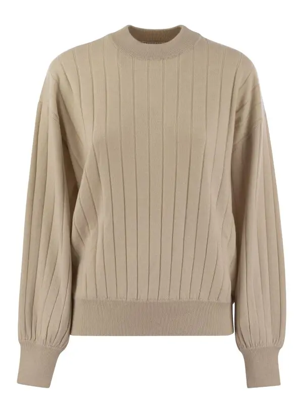 Brunello Cucinelli Cashmere V-neck Sweater With Necklace Detail - Cream