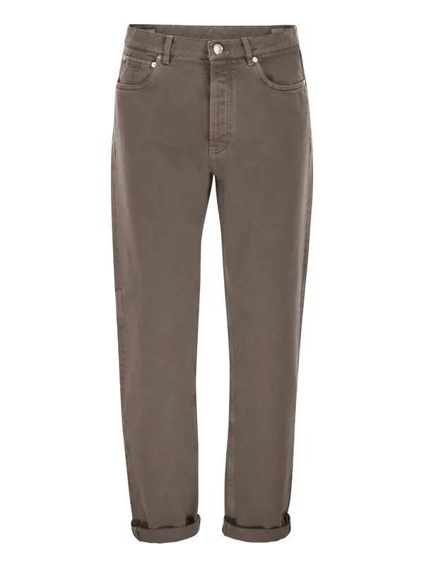Brunello Cucinelli Iconic Fit Five-pocket Trousers In Garment-dyed Denim - Multicolor