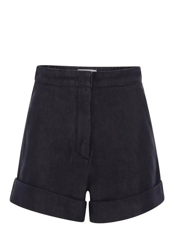 Max Mara High-waisted Denim-effect Cotton Shorts - Blue