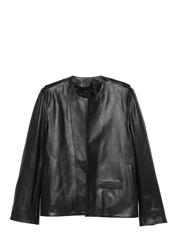 TOTEME Leather Collarless Jacket - Black