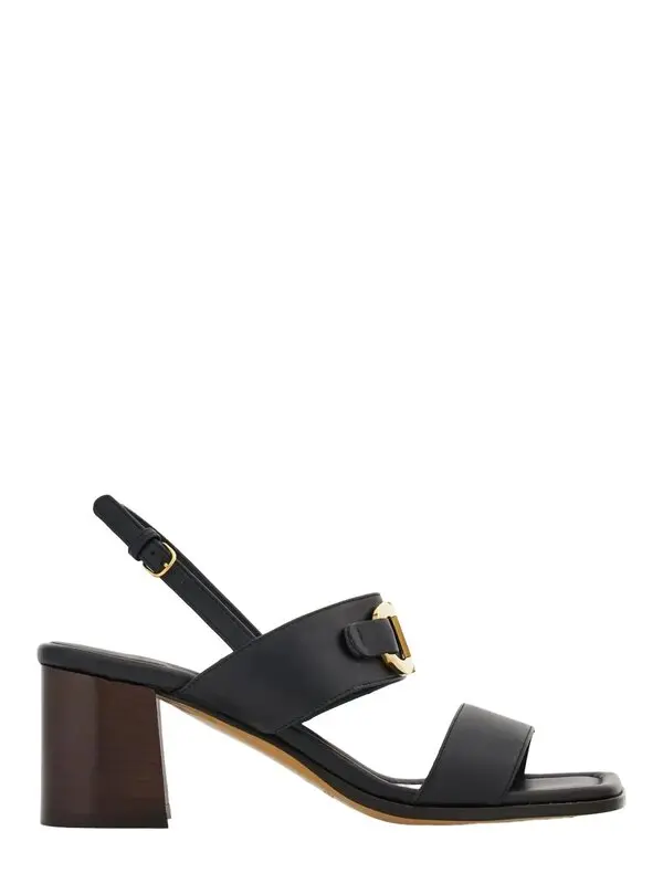 FERRAGAMO Calf Leather Lou 55 Sandals - Black