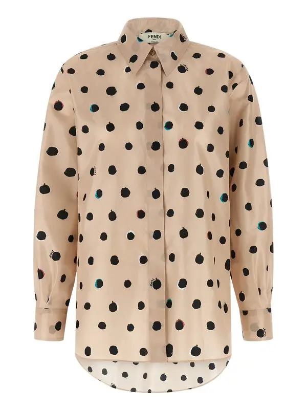 Fendi Falena Dots Print Silk Shirt - Pink