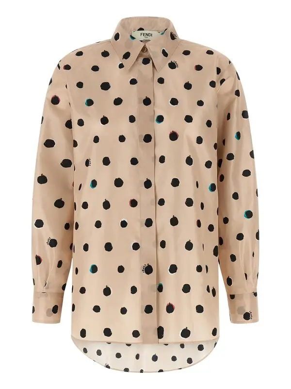 Fendi Falena Dots Print Silk Shirt - Pink