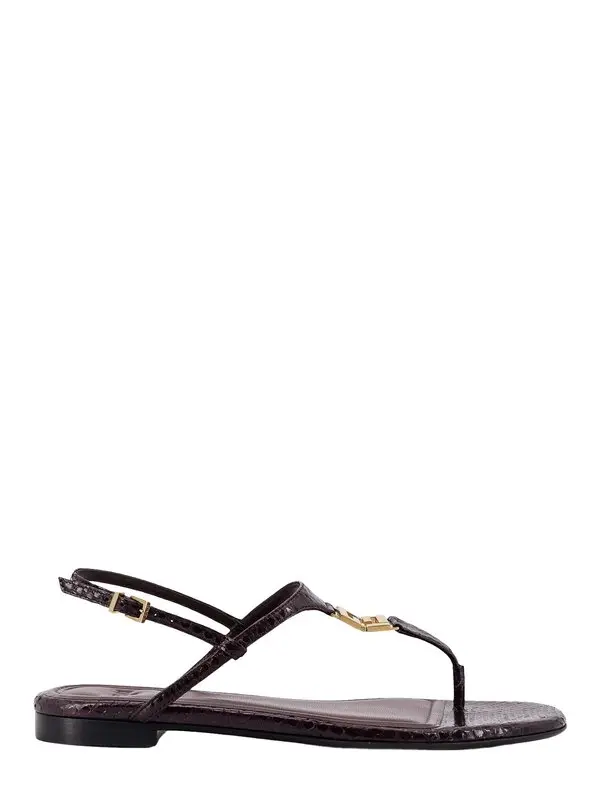 Fendi Fold Leather Sandals With Reptile Effect - Multicolor