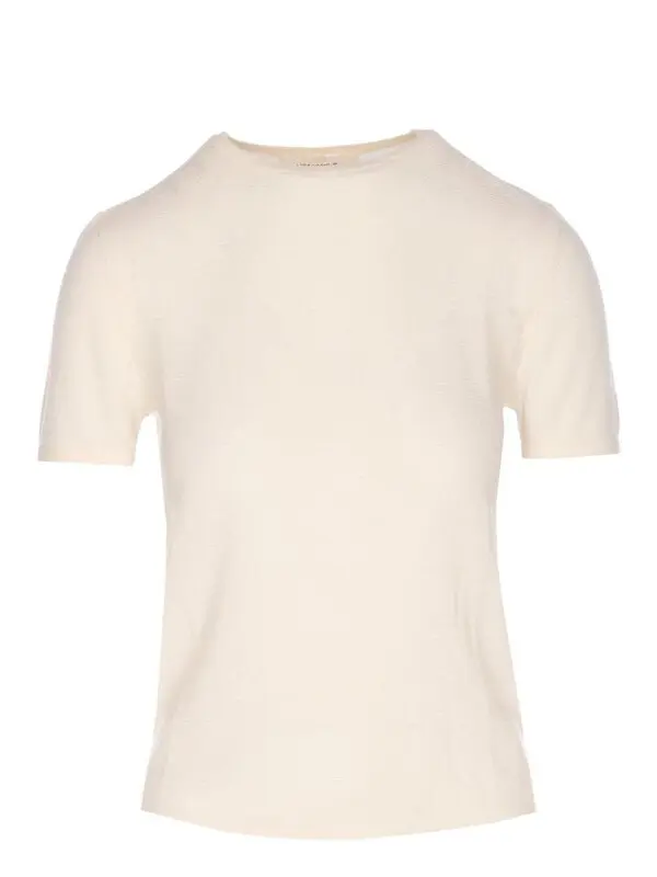 LISA YANG Cashmere Crew Neck Short Sleeve T-shirt - White