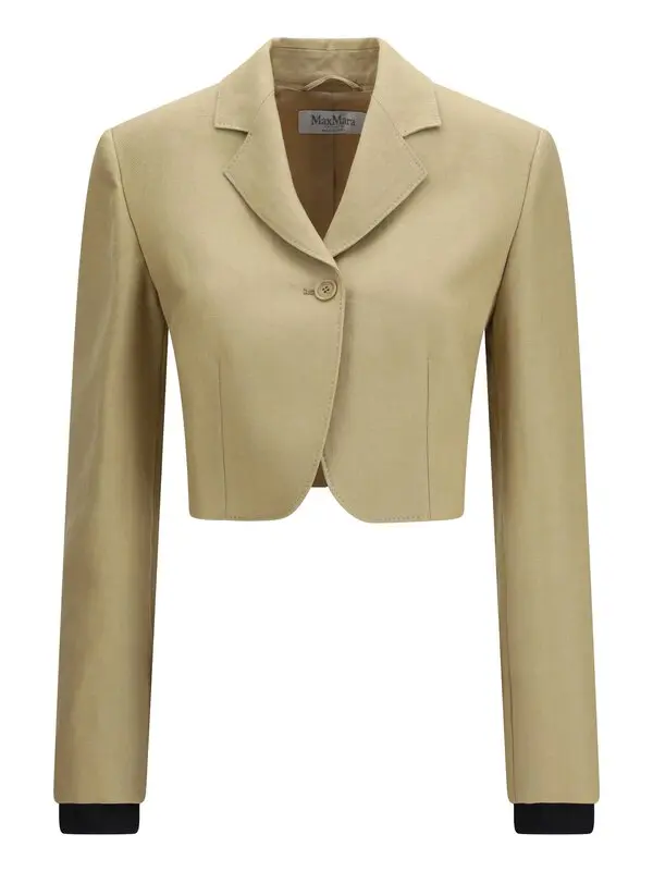 Max Mara Buono Linen Cropped Jacket - Cream