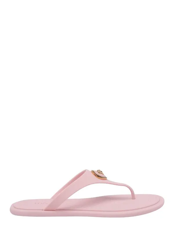 Versace Alia Rubber Flat Thong Sandals - Pink