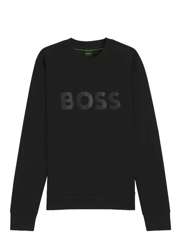 BOSS Raised Logo Crew Neck Sweatshirt - Black
