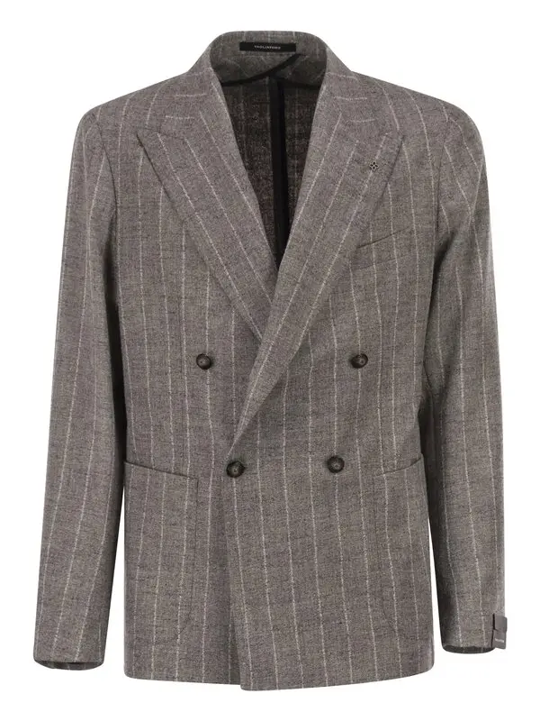 Tagliatore Double-breasted Alpaca And Linen Jacket - Gray
