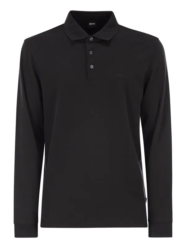 BOSS Regular Fit Polo Shirt In Interlock Cotton - Black