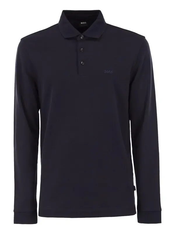 BOSS Regular Fit Polo Shirt In Interlock Cotton - Blue
