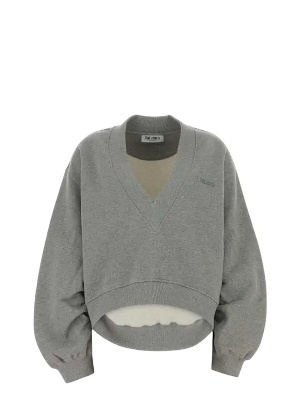 Attico Cotton V-neck Sweatshirt - Gray