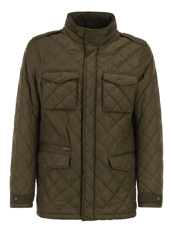 Herno Diamond Quilted Field Jacket With Packable Hood - Multicolor