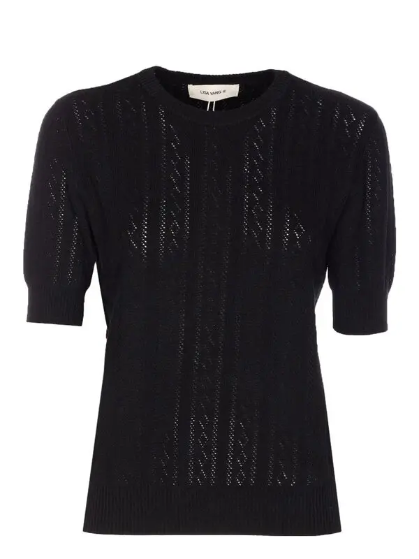 LISA YANG Short Sleeve Sweater - Black