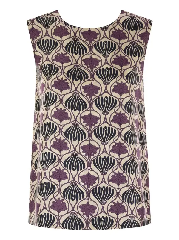 Max Mara Reversible Printed Silk Twill Top - Purple