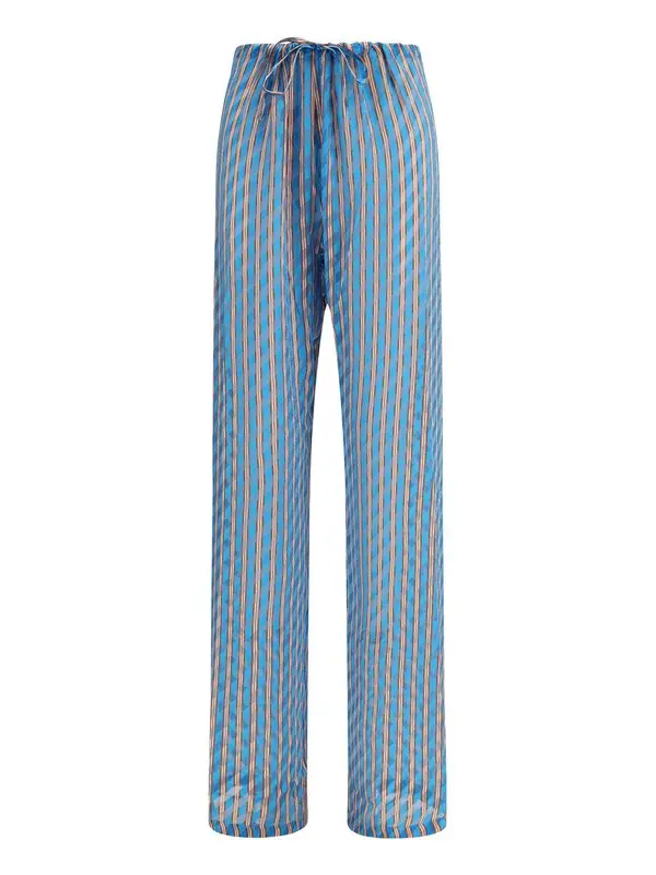 Dries Van Noten Striped Semi-transparent Silk Blend Pants - Multicolor