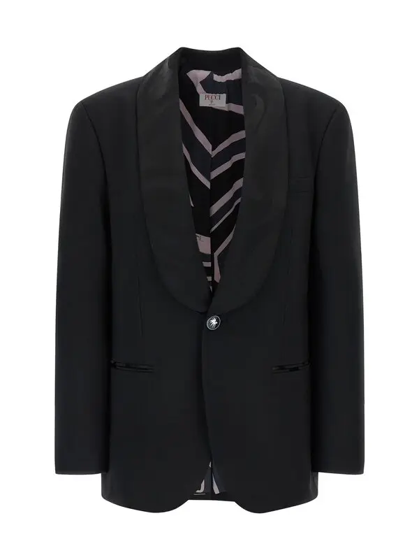 Emilio Pucci Virgin Wool Single-breasted Blazer With Shawl Collar - Black