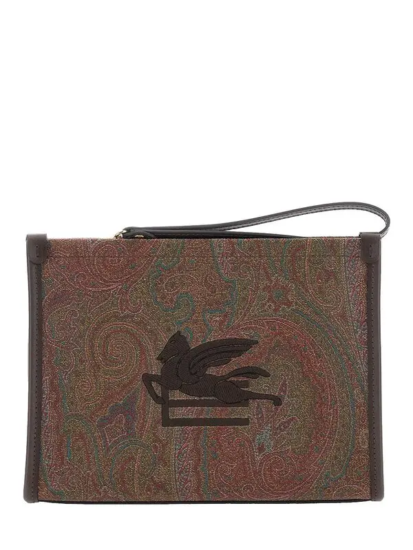 Etro Arnica Clutch With All-over Pattern - Brown